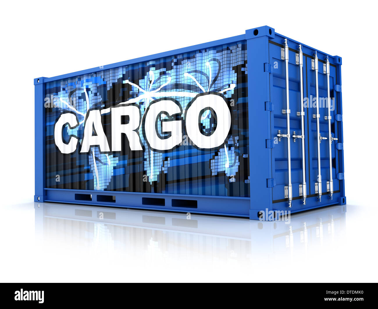 Blue cargo Container on white background (done in 3d Stock Photo - Alamy