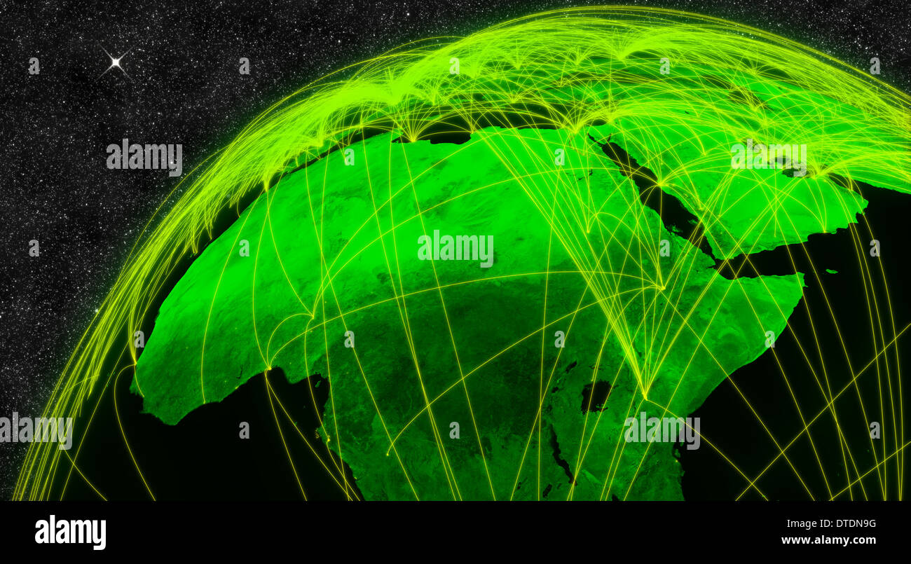 Network over North Africa. Information technology concept. Elements of ...