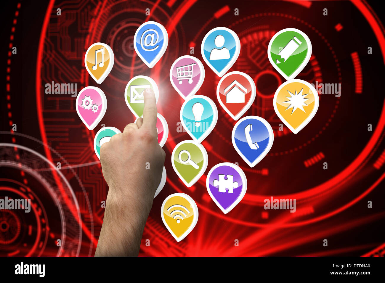 Composite image of hand pointing Stock Photo - Alamy