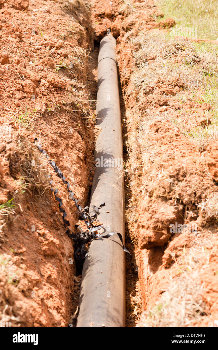 Pipes synthetic pipeline in the construction site Stock Photo - Alamy