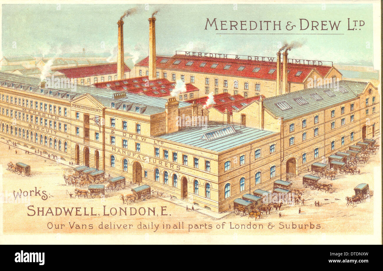 advertising leaflet for Meredith & Drew showing the factory Stock Photo ...