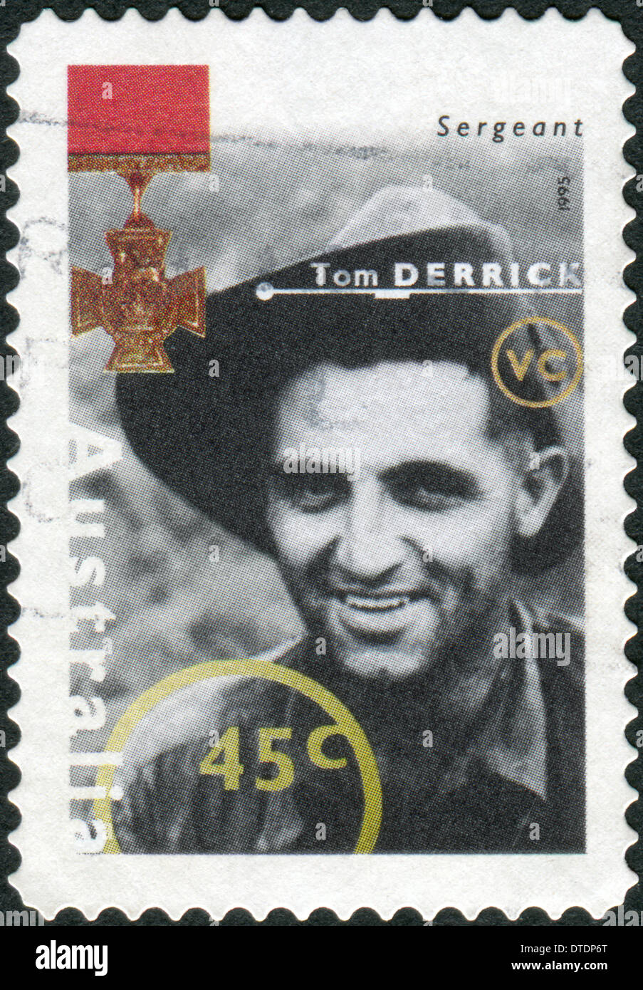 Postage stamp printed in Australia shows Famous Australians from World ...