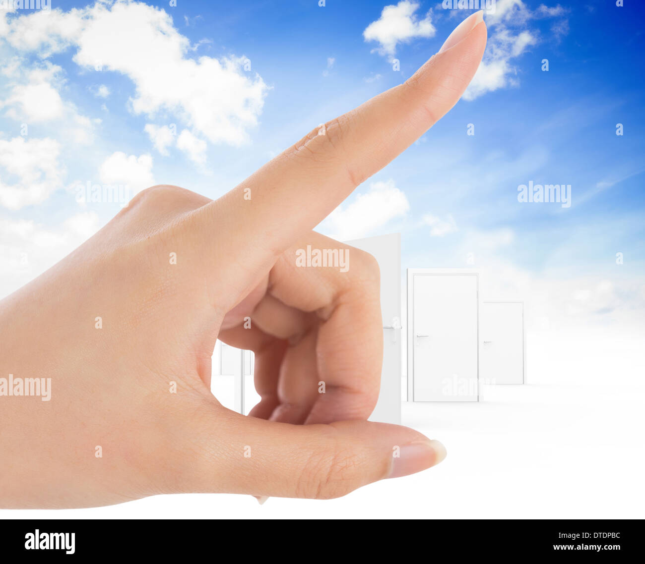 Open finger pointing sign hi-res stock photography and images - Alamy