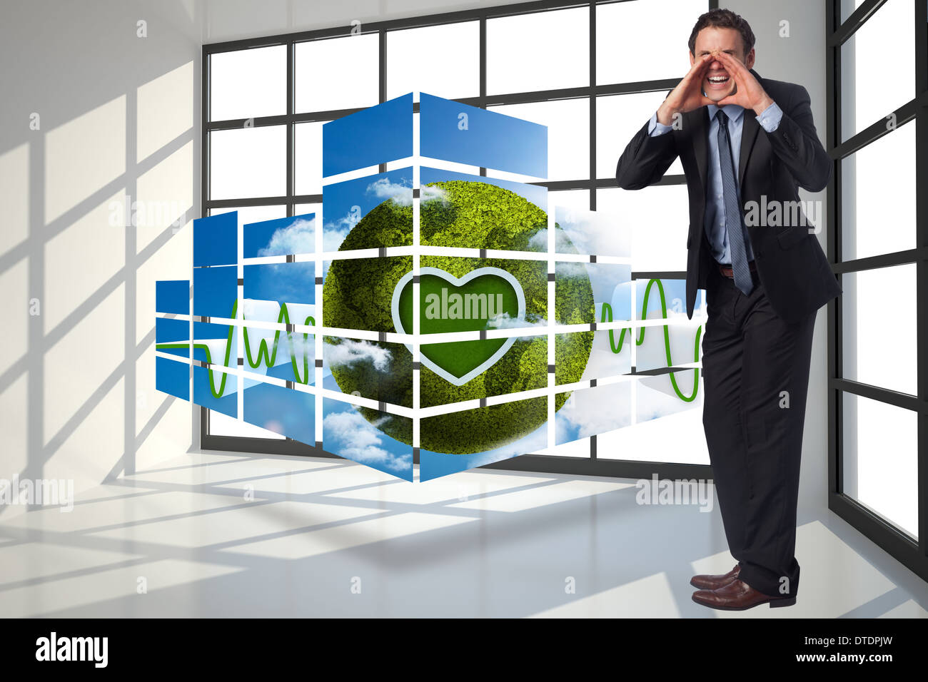 Composite image of shouting businessman Stock Photo - Alamy