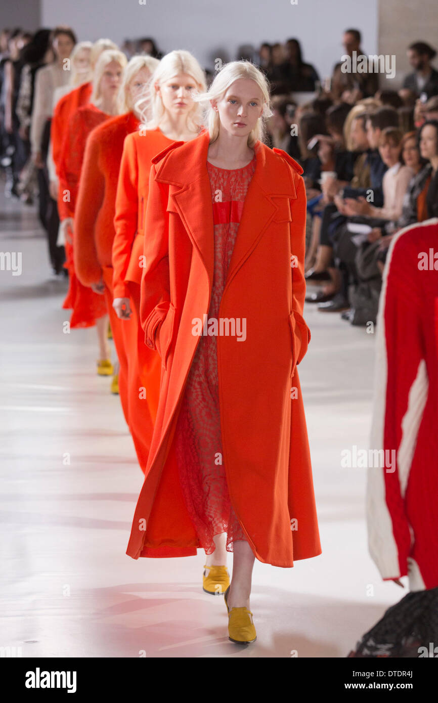 16 February 2014, London, England, UK. Models walk the runway at the ...