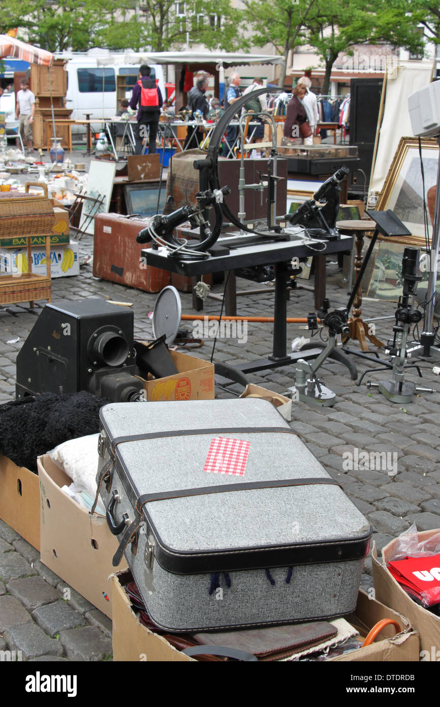 BRUSSELS, BELGIUM - MAY 22: Flea market at Place du Jeu de Balle on May ...