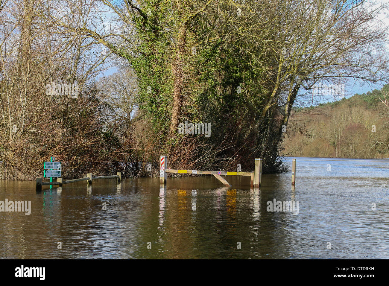 Submerged barrier, in a public garden in St Congard, roadsigns Stock ...