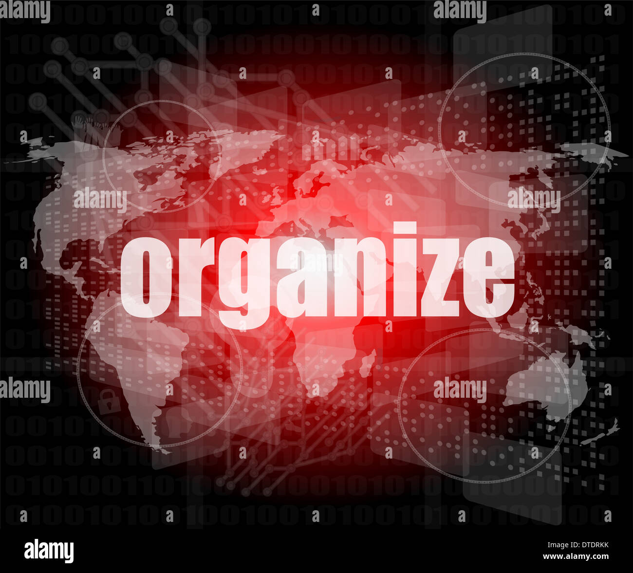 social concept: word organize on digital touch screen background Stock ...