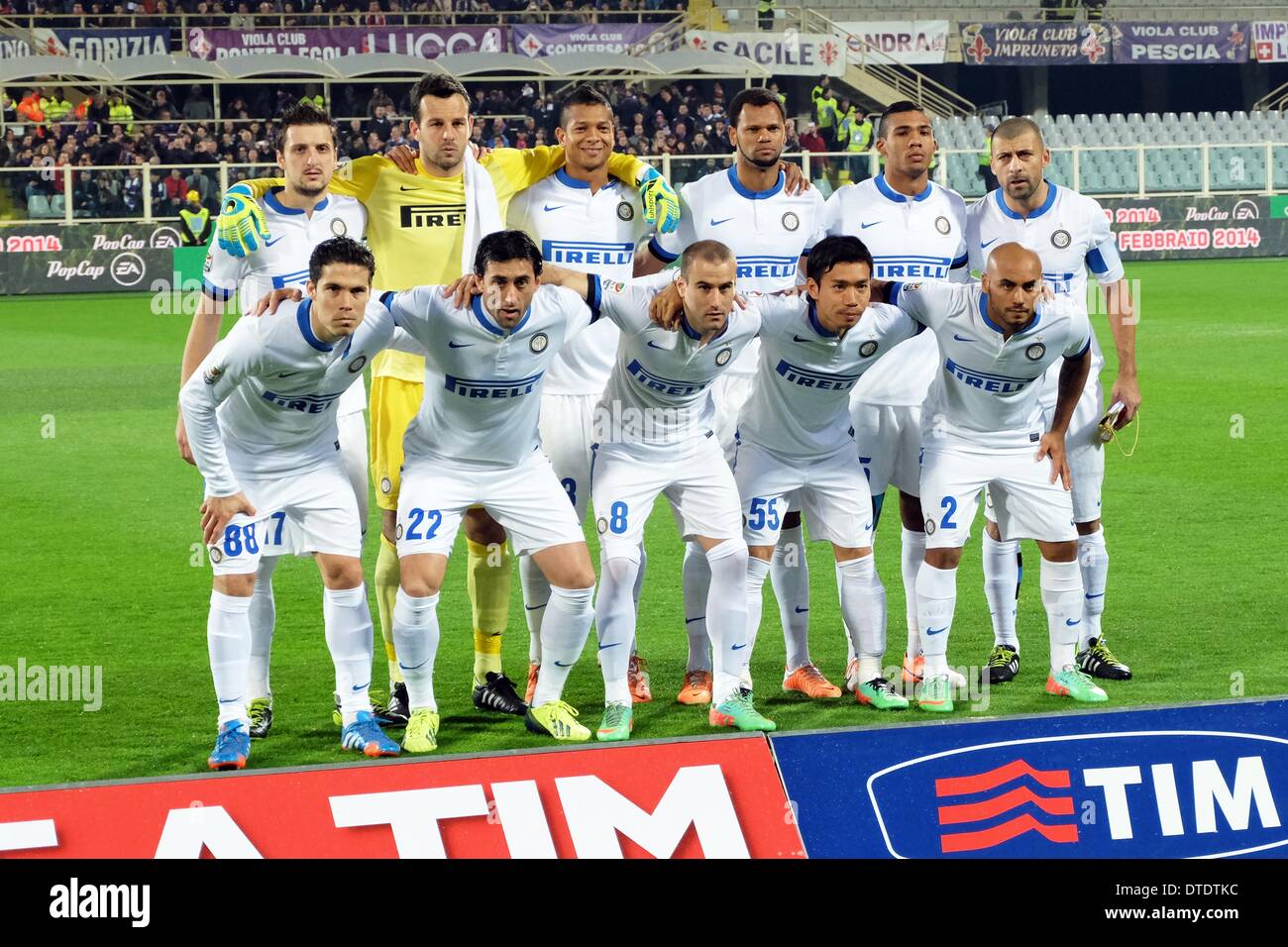 Firenze, Italy. 15th Feb, 2014. Inter team group line-up) Football ...