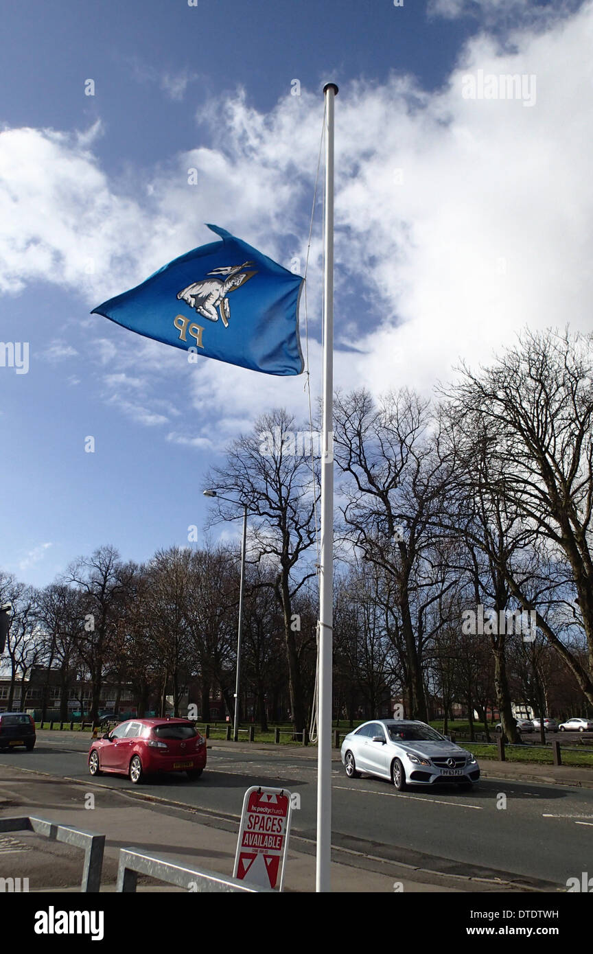 Preston, Lancashire, uk. 16th February 2014. Proud Preston flag flying ...