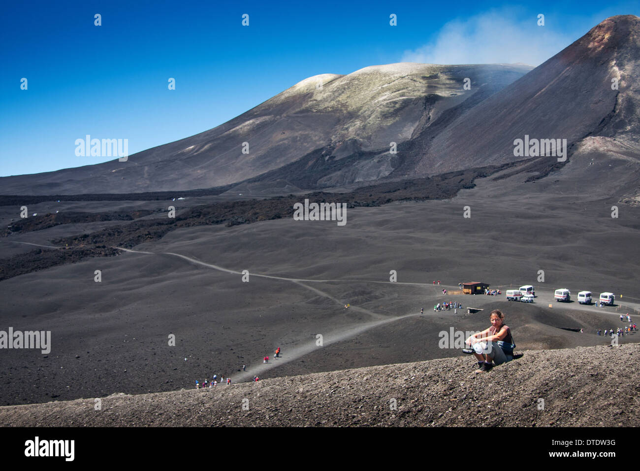 Mount etna volcano trekking and hiking, Sicily, italy Stock Photo - Alamy