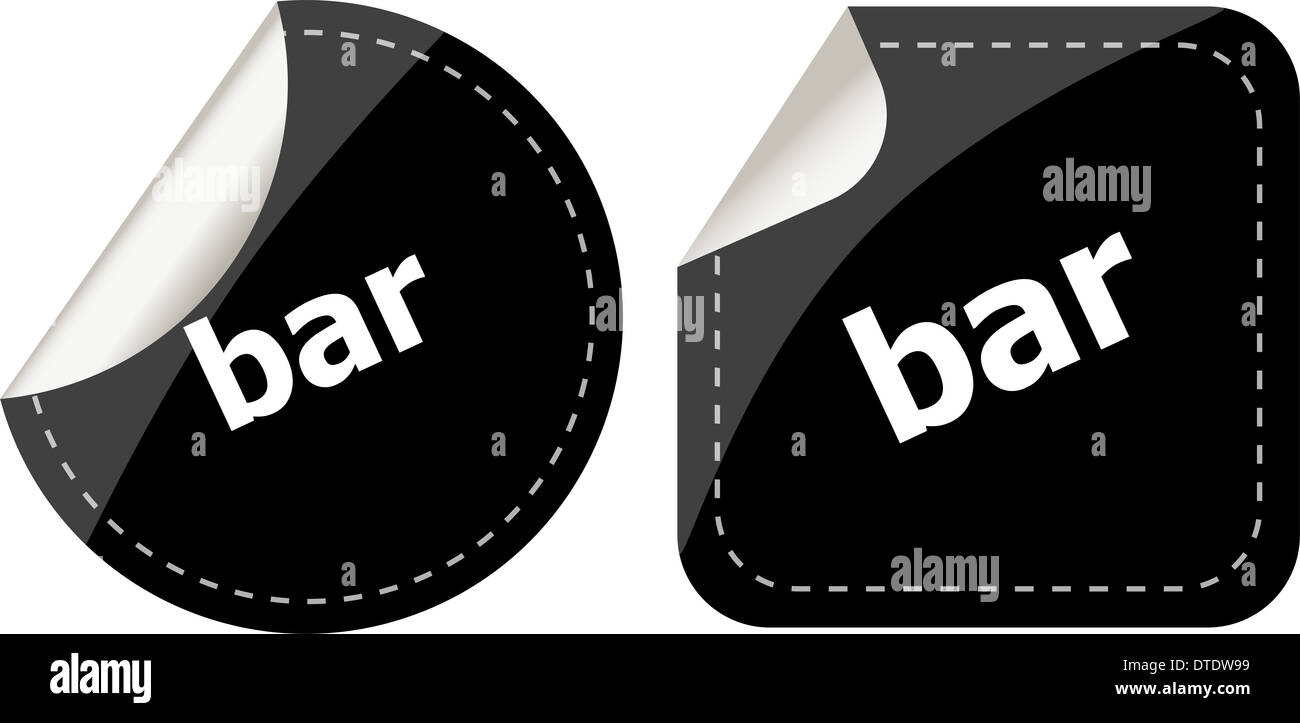 bar word on black stickers button set, business label Stock Photo - Alamy