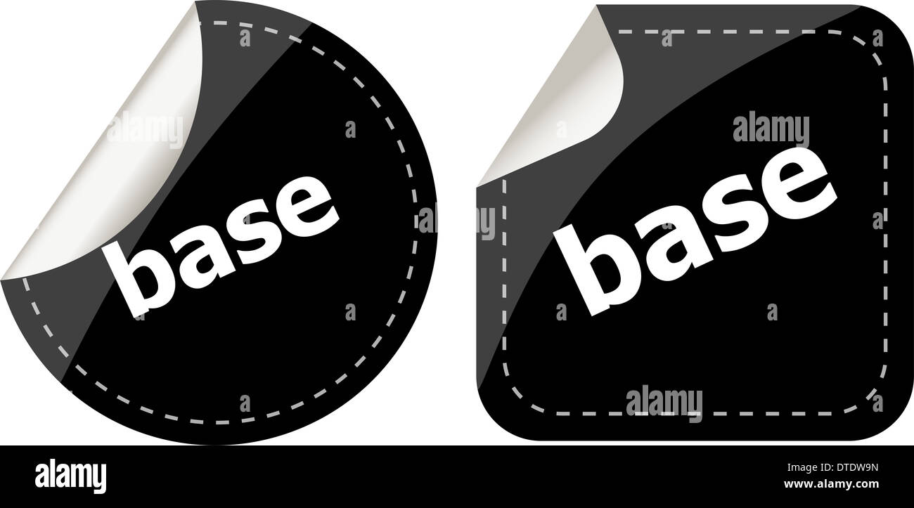 base word on black stickers button set, business label Stock Photo - Alamy