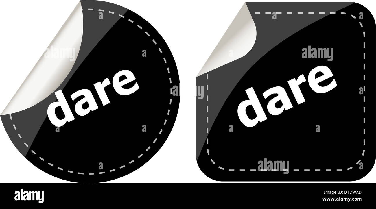 dare word on black stickers web button set, label, icon Stock Photo - Alamy