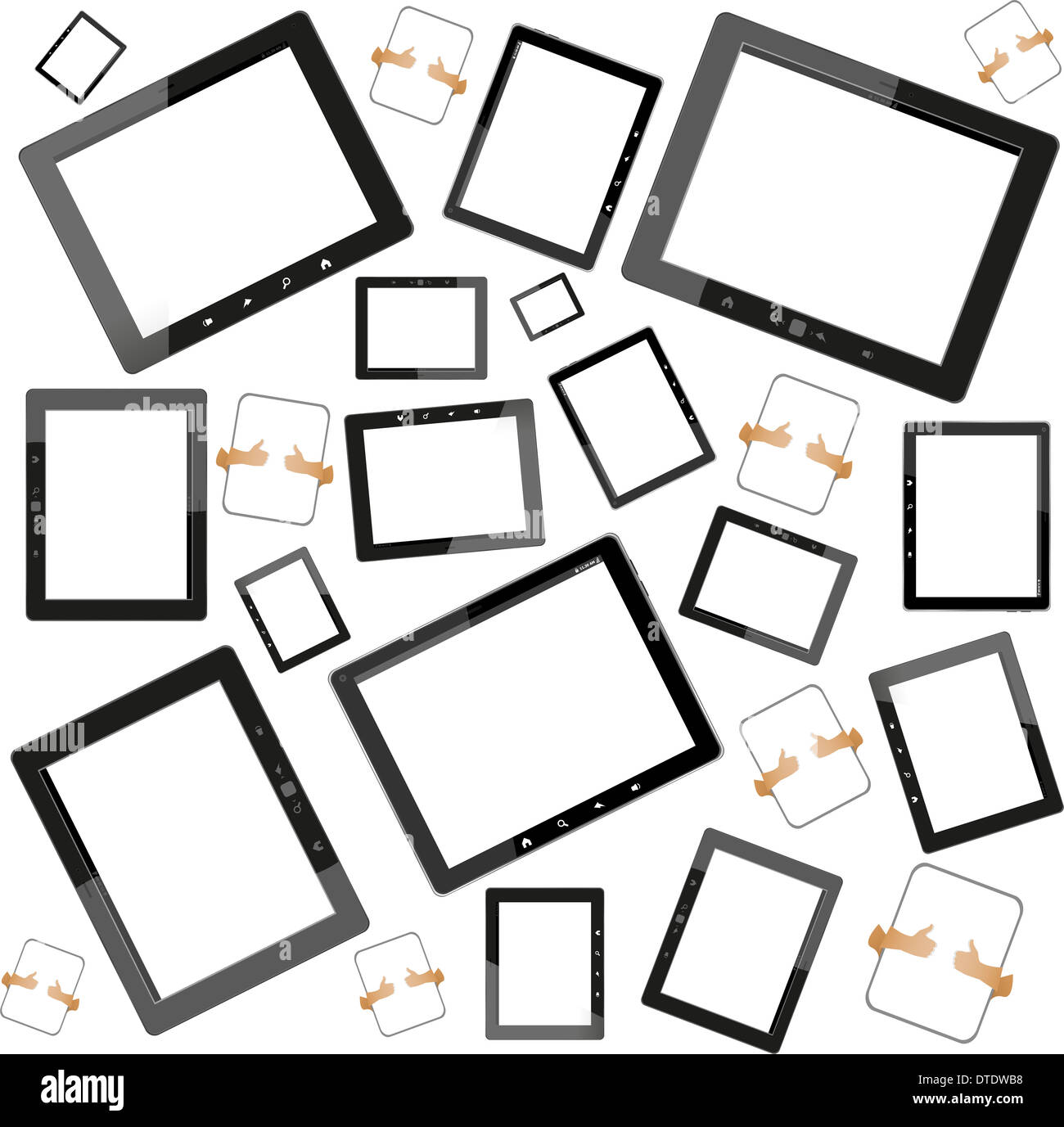 Set of tablet pc computers with blank screen on white background Stock ...