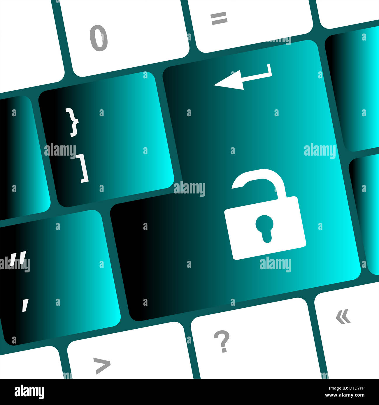 open lock button on the keyboard key Stock Photo - Alamy