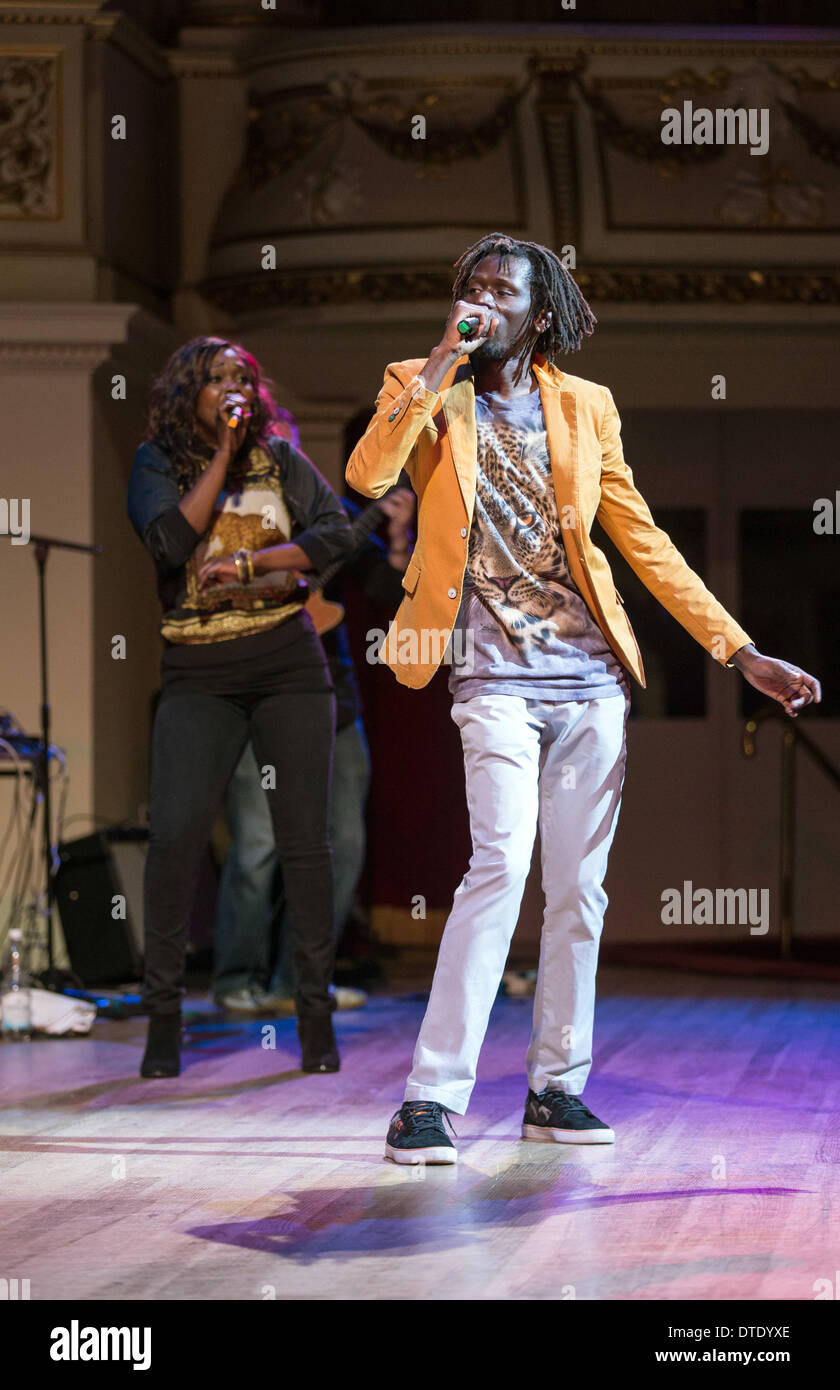 Dresden, Germany. 16th Feb, 2014. Singer and former child soldier ...