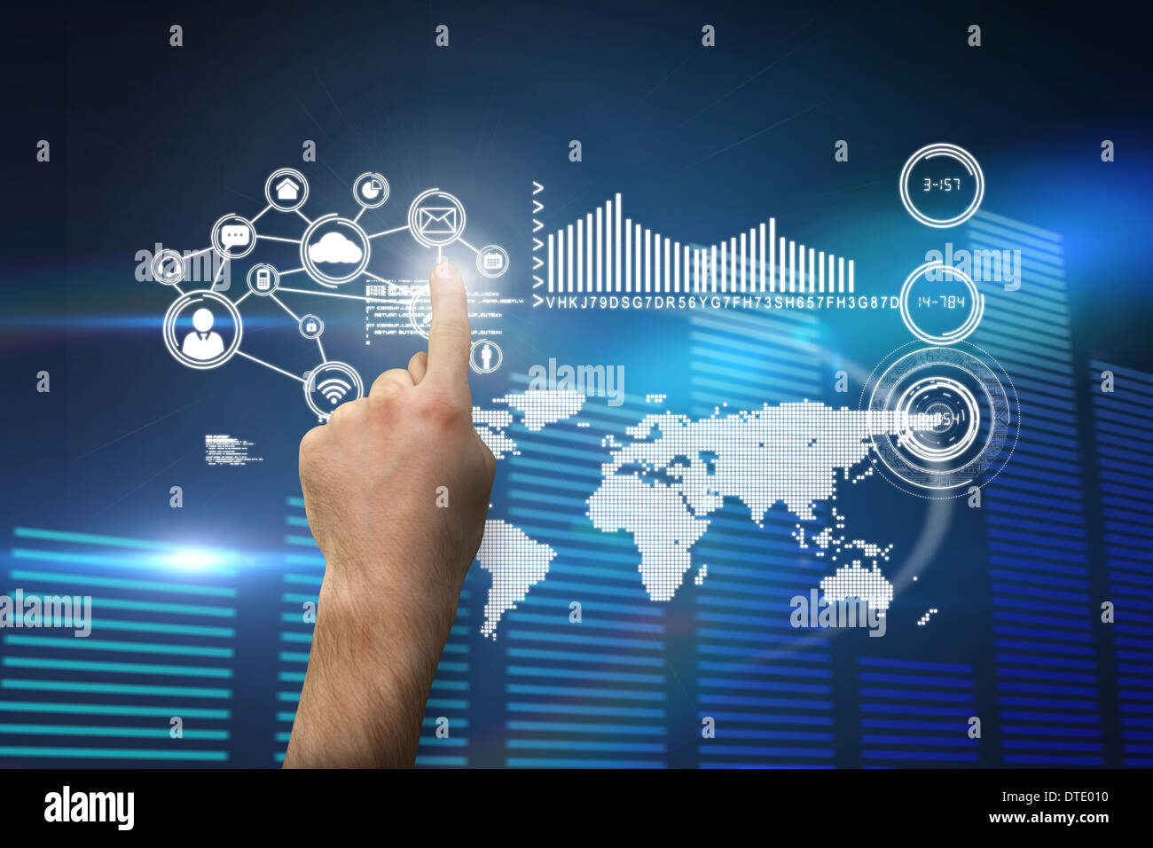 Composite image of hand pointing Stock Photo - Alamy