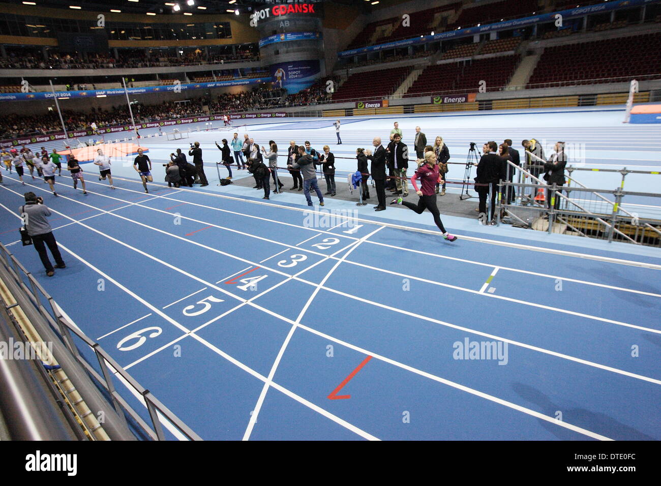 Sopot, Poland 16th, February 2014 First run on the new athletics track ...