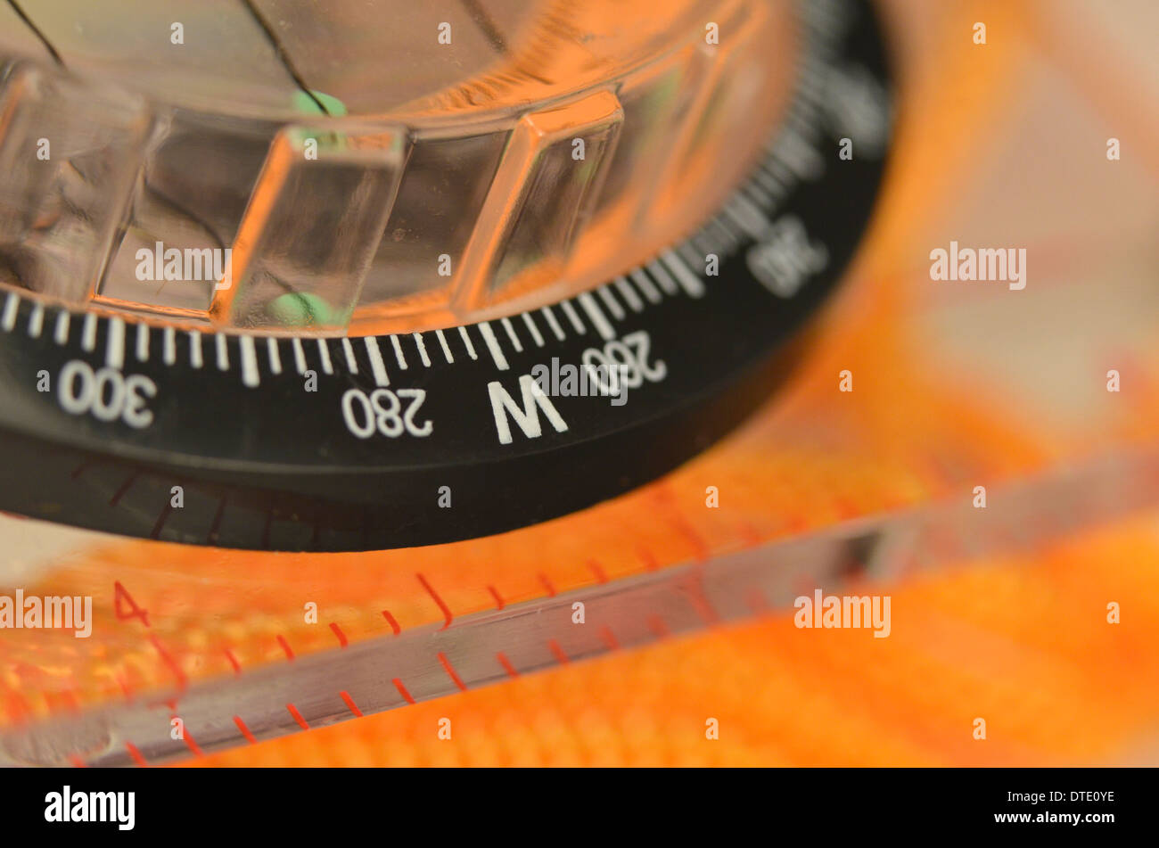 Survival skills concept - Close-up of compass rose segment. Concept ...