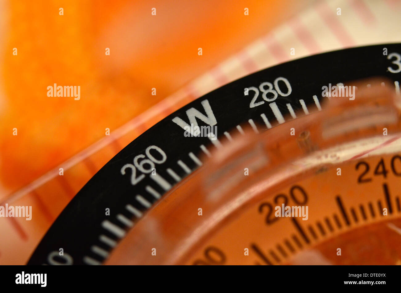 Survival skills concept - Close-up of compass rose segment. Concept ...