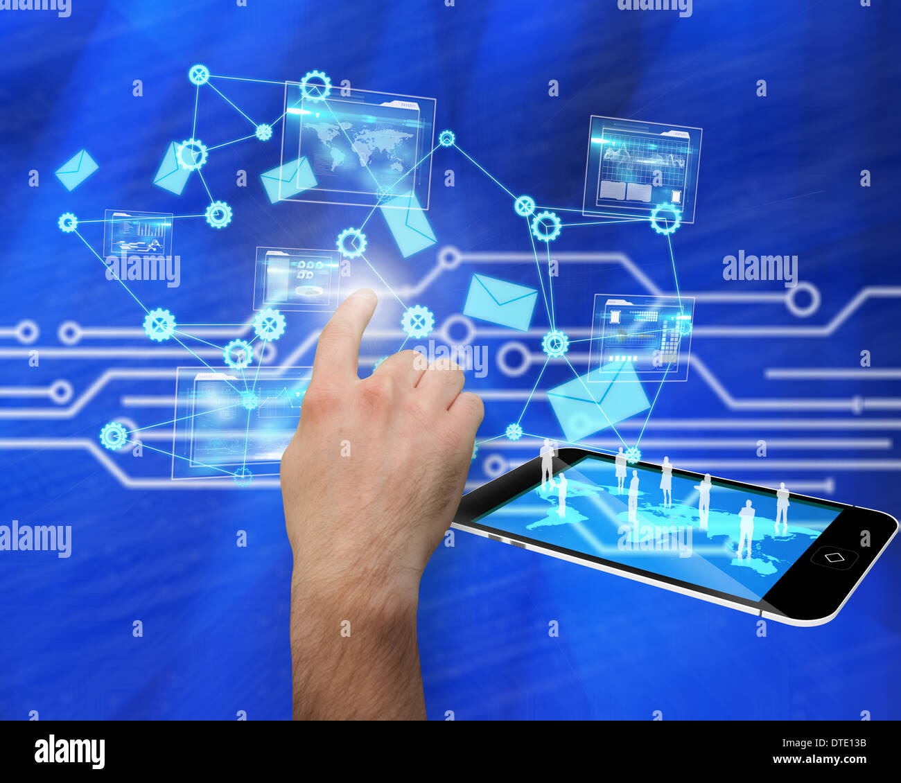 Composite image of hand pointing Stock Photo - Alamy