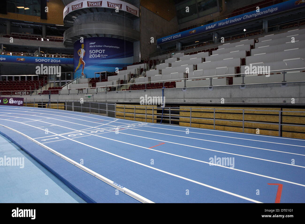 Sopot, Poland 16th, February 2014 New athletics track at the ERGO Arena ...