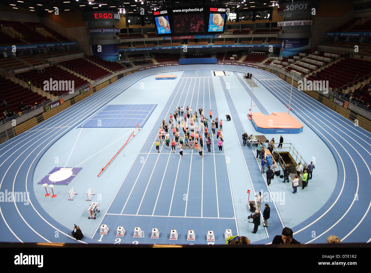 Sopot, Poland 16th, February 2014 New athletics track at the ERGO Arena ...