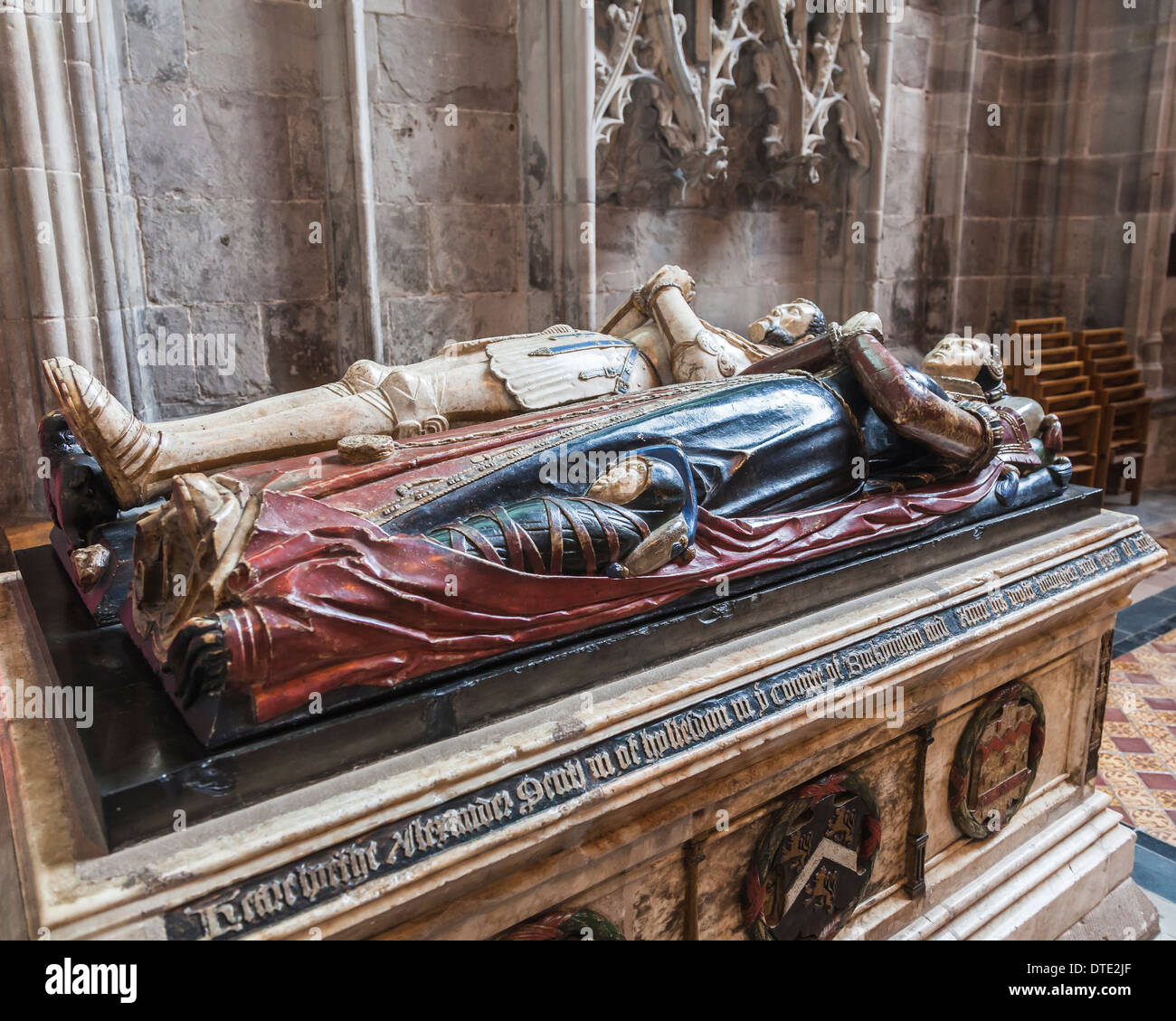Tomb in Hereford Cathedral, Hereford, UK: alabaster effigies of ...