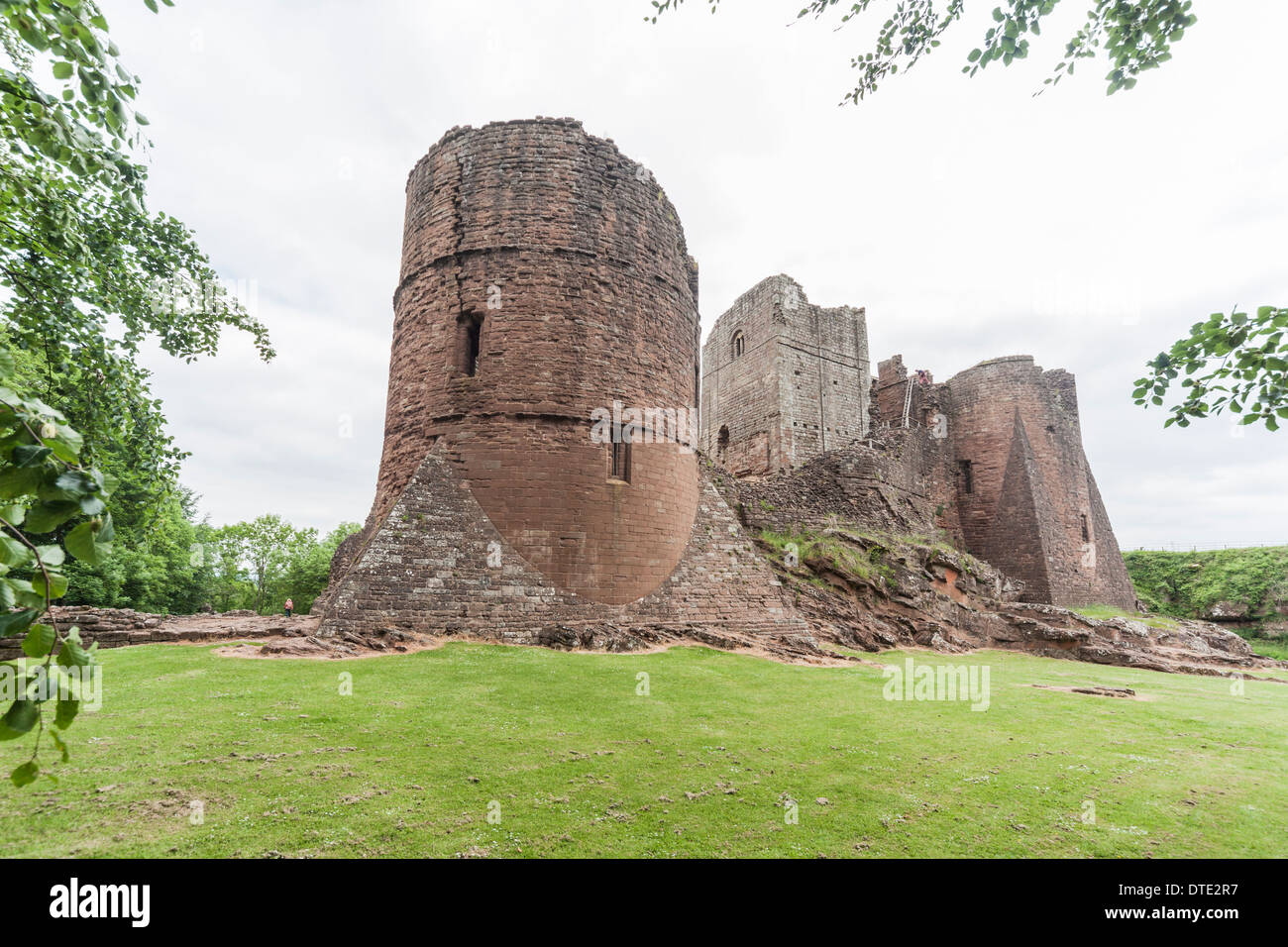 Keep and towers of Goodrich Castle, a medieval Norman moated castle near Ross-on-Wye, maintained ...