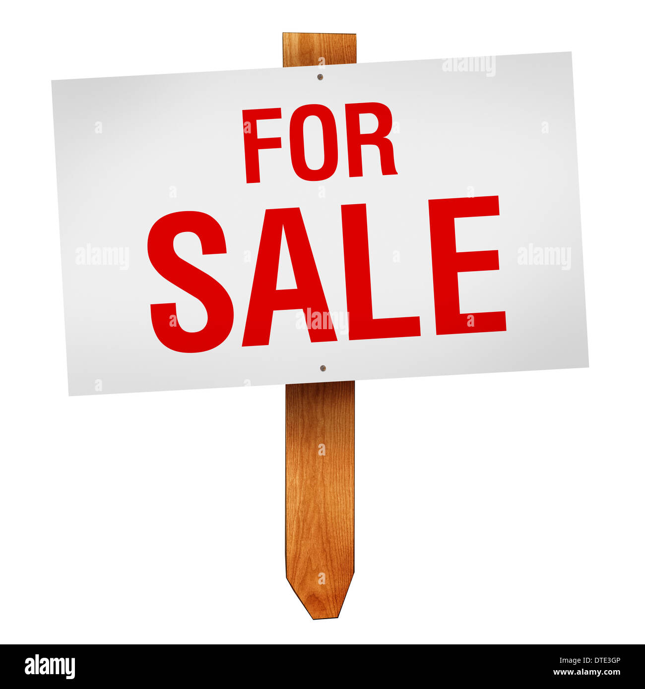 For Sale sign on wooden post isolated on white background Stock Photo ...