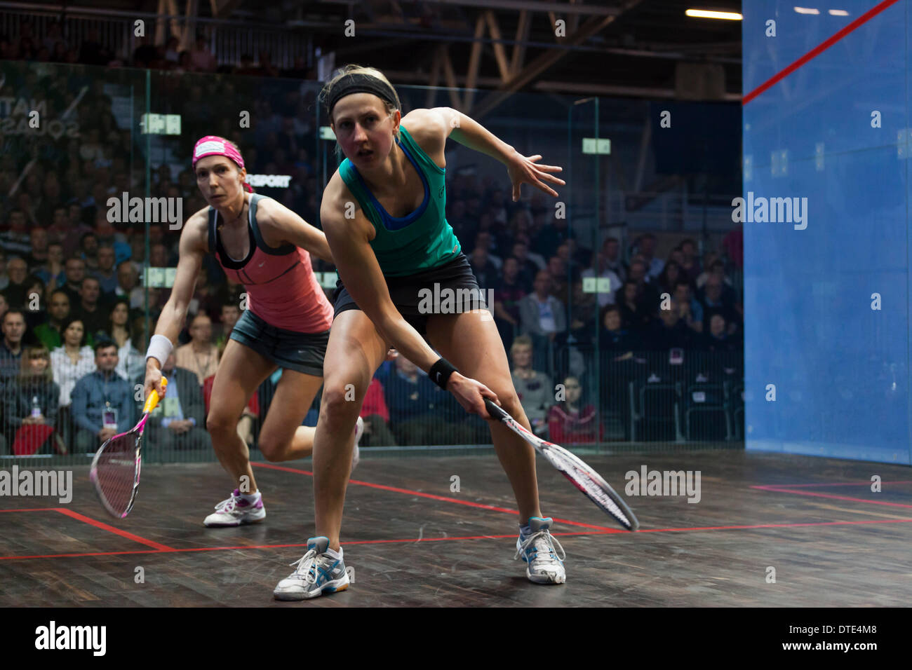 Manchester, UK. 16th Feb, 2014. Madeline Perry in action against Alison ...