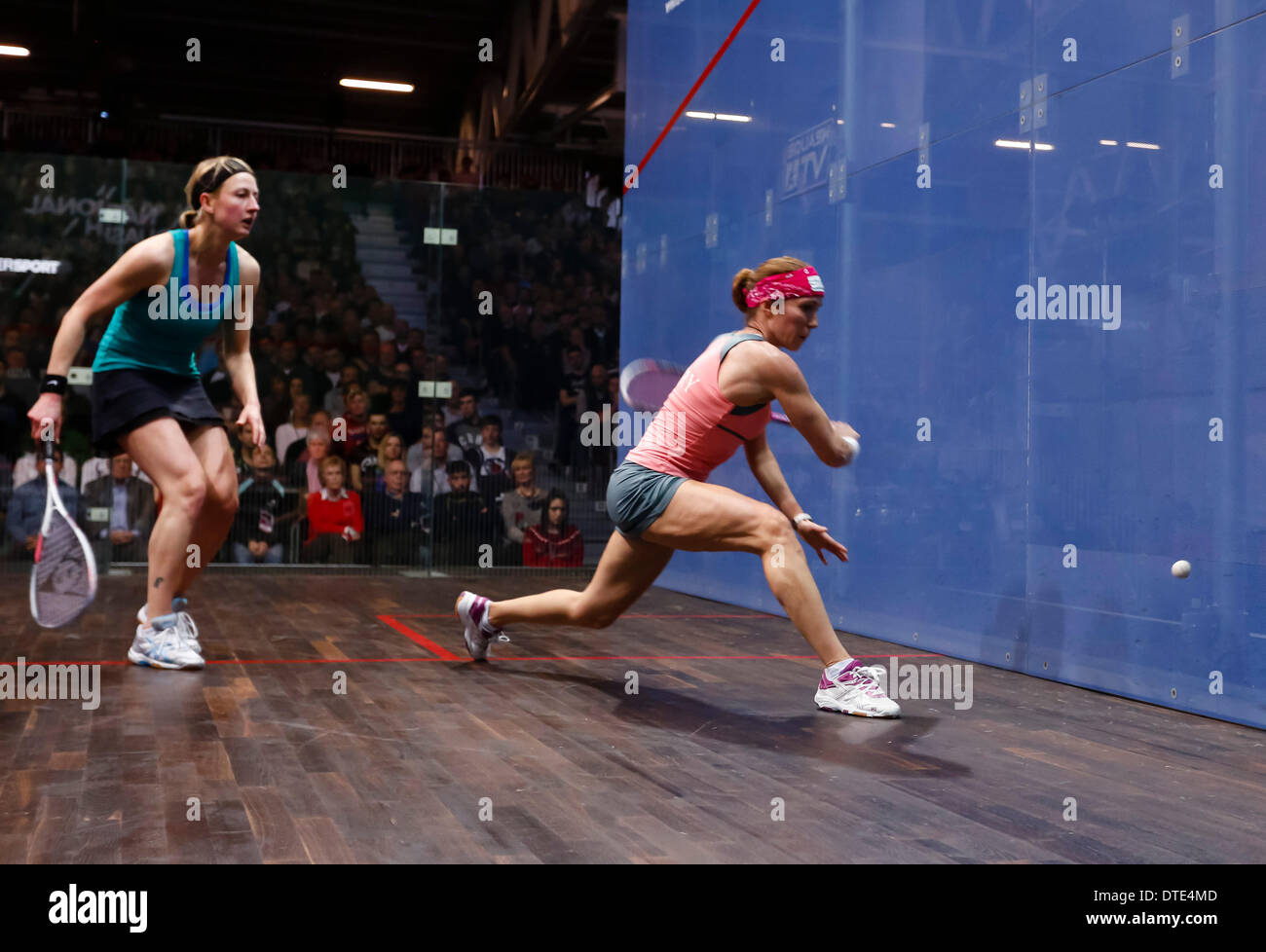 Manchester, UK. 16th Feb, 2014. Madeline Perry in action against Alison ...