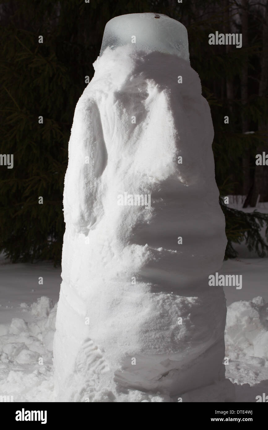 snow Moai - snowman made in shape of Easter island monolithic human ...