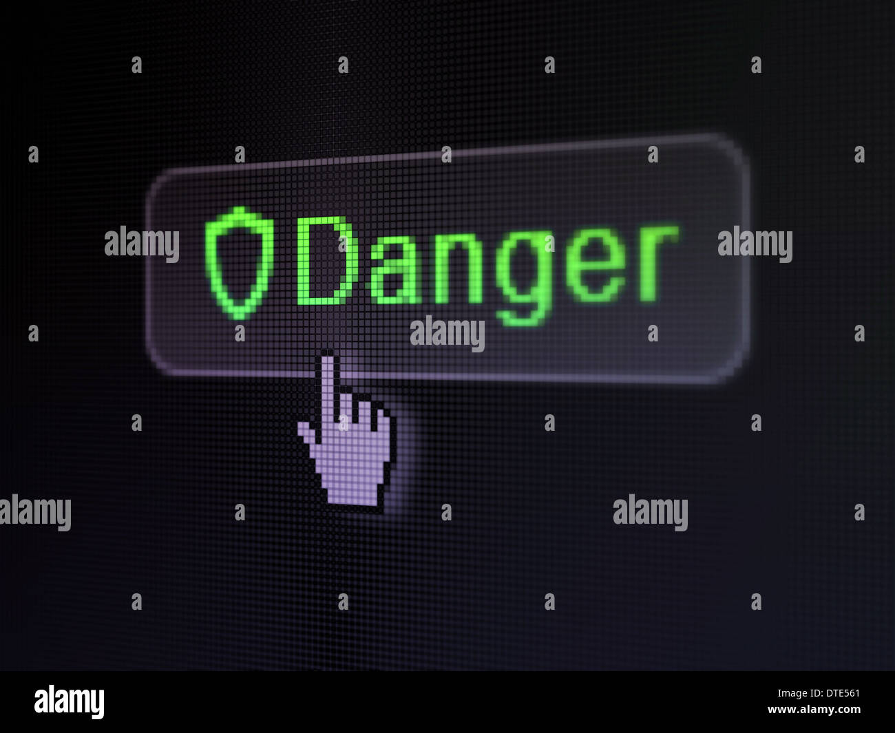 Privacy concept: Danger and Contoured Shield on digital button ...