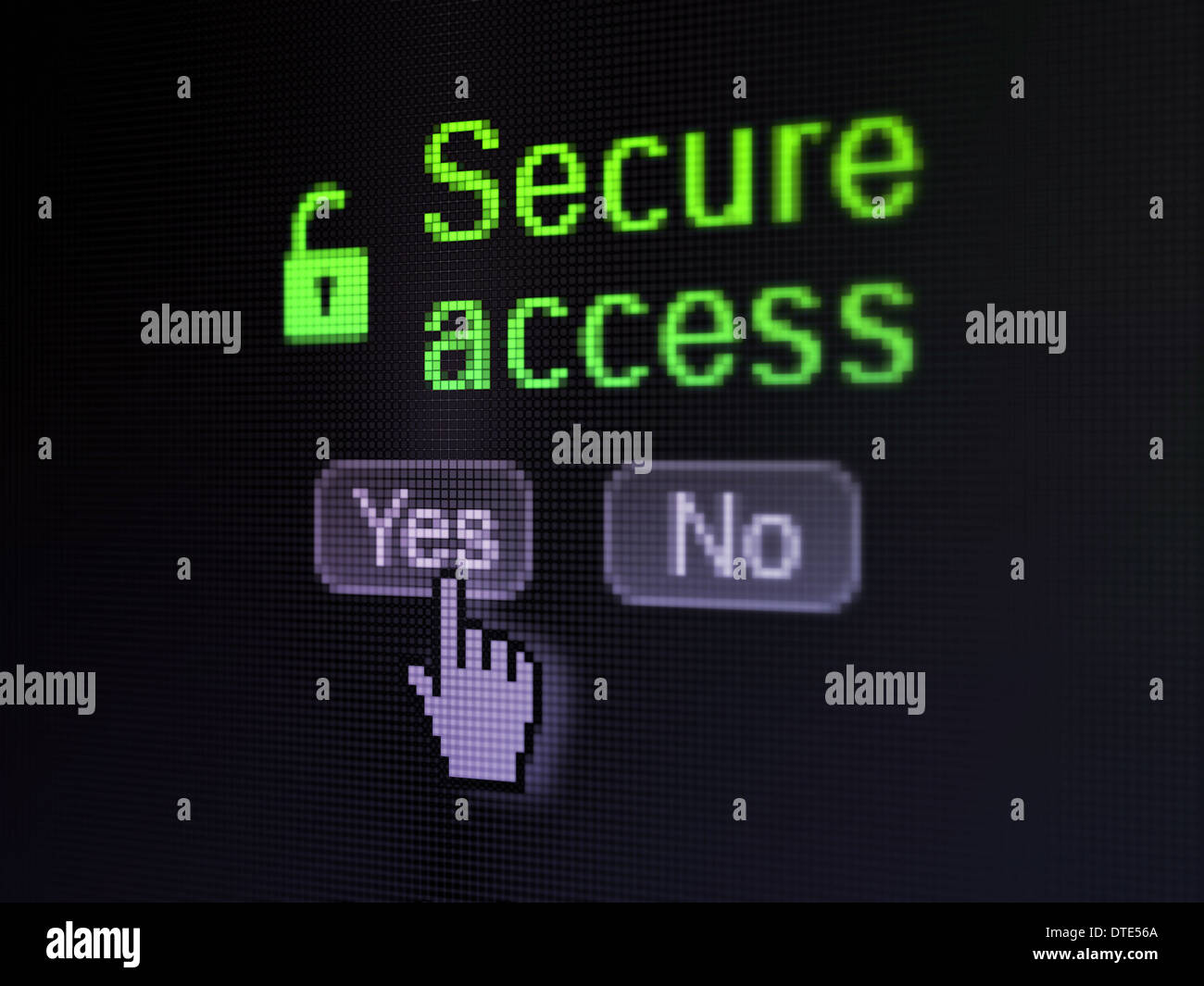 Protection concept: Opened Padlock icon and Secure Access on digital ...
