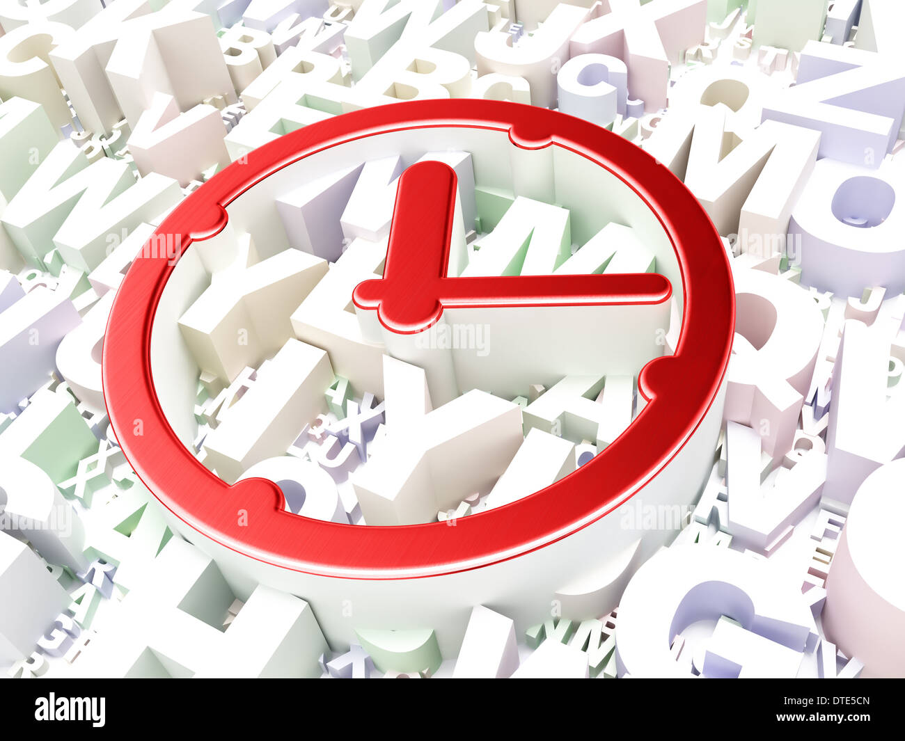 Timeline concept: Clock on alphabet background Stock Photo - Alamy