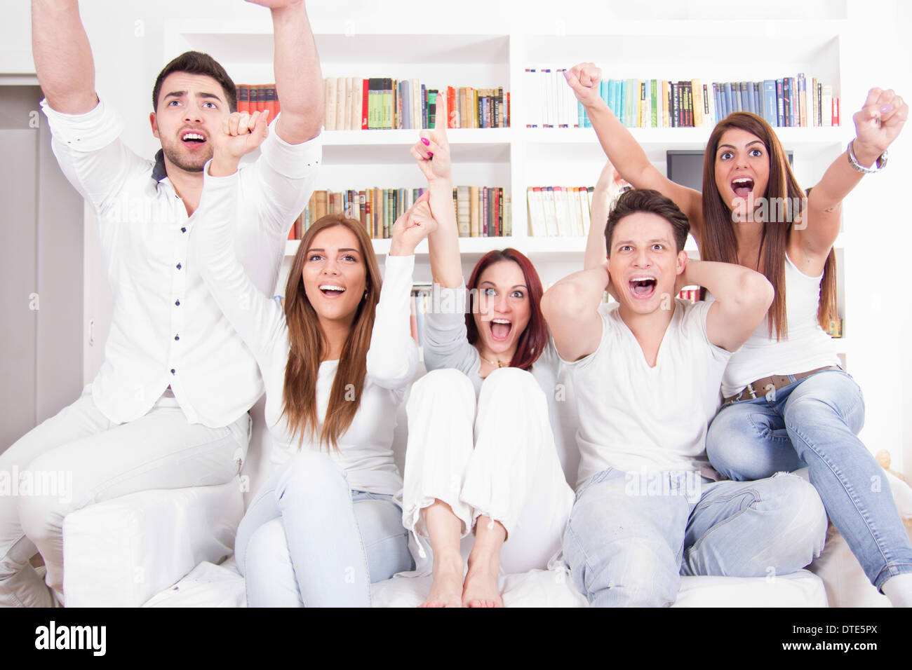 Group friends football sports fans hi-res stock photography and images ...