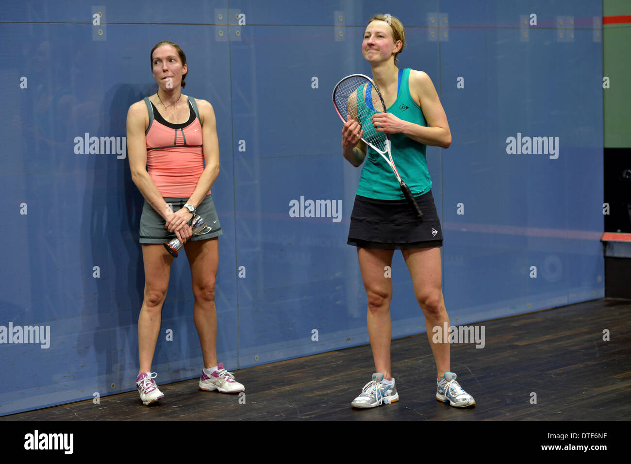Manchester, UK. 16th Feb, 2014 Alison Waters (Middlesex) waits to speak ...