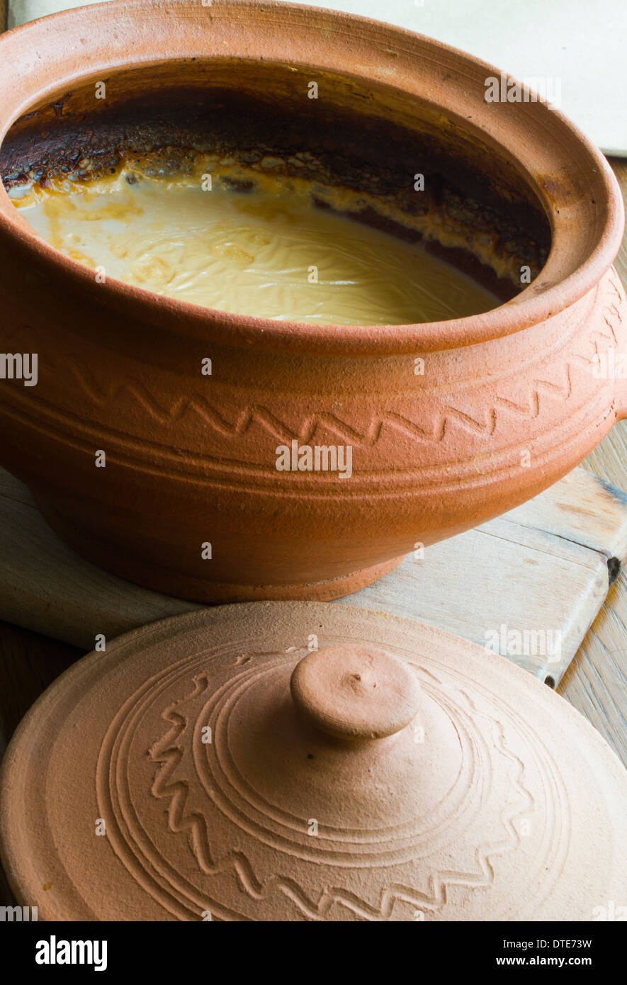 Baked milk, in traditional Ukrainian clay ceramic pot Stock Photo - Alamy