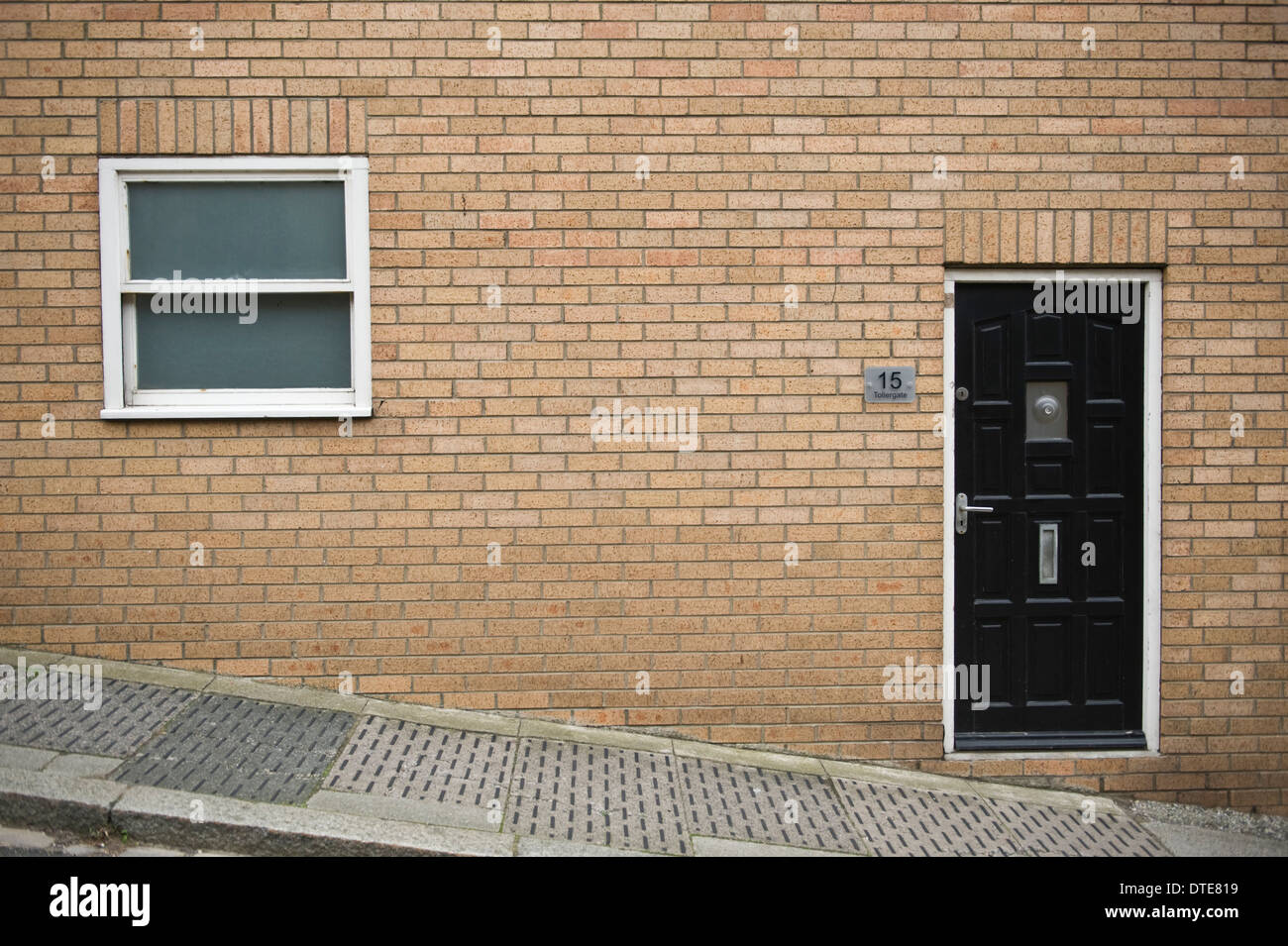 Black number 15 front door & sash window of house in Scarborough North ...