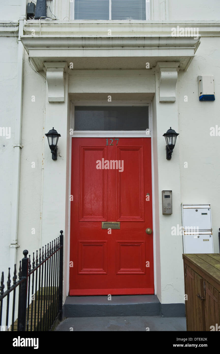 Red number 127 front door of house in Scarborough North Yorkshire ...