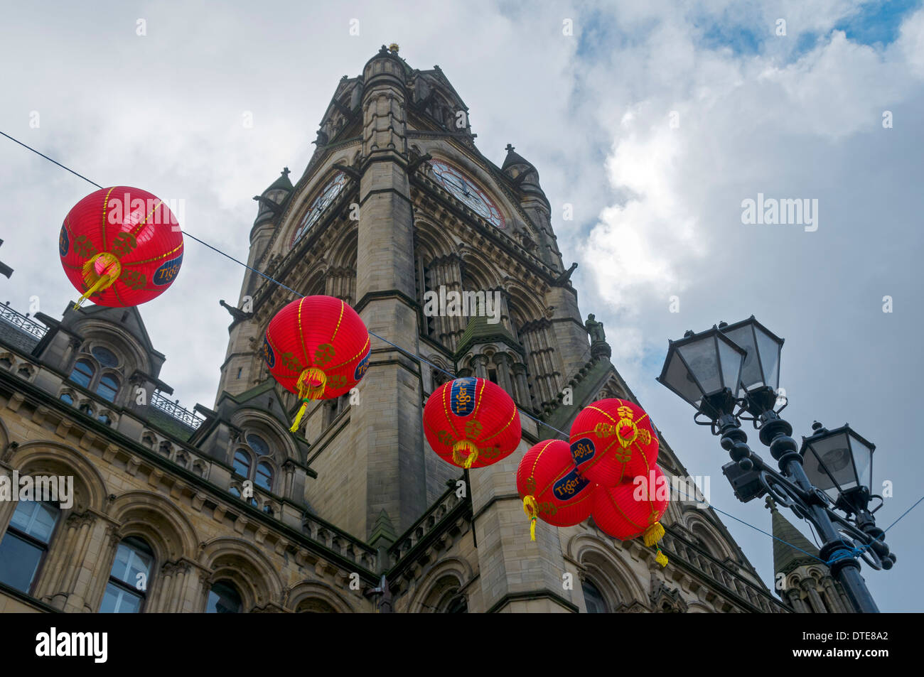 Manchester Town Hall (Alfred Waterhouse, 1877) with Chinese lanterns ...