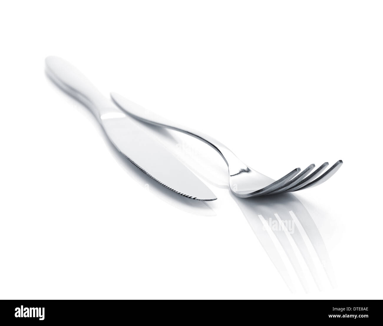 Silverware or flatware set of fork and knife. Isolated on white ...