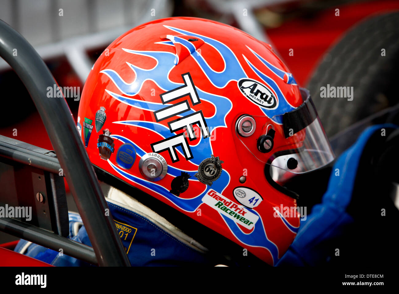 TV presenter and racing driver Tiff Needell's crash helmet Stock Photo ...