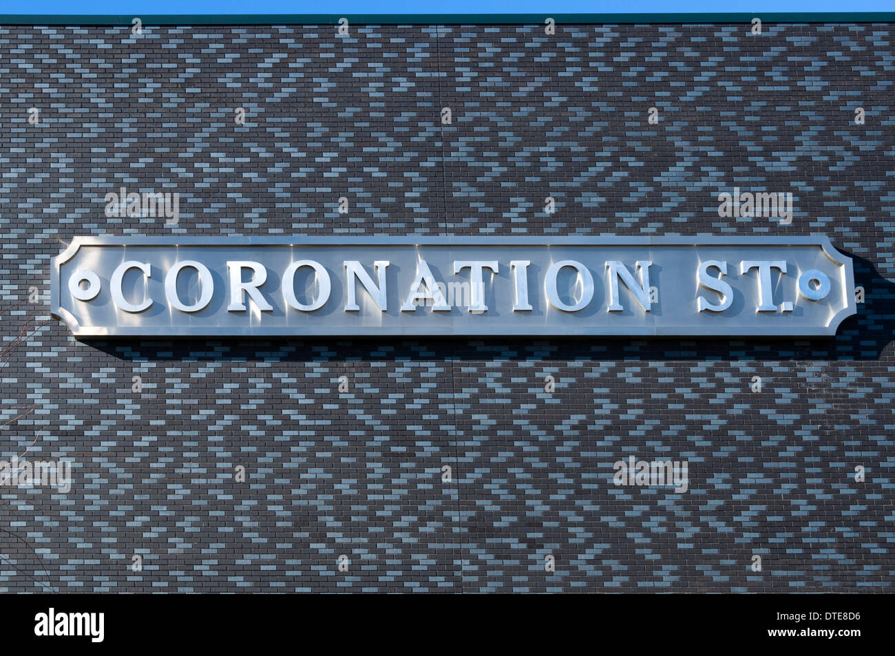 Sign on the new ITV studio building for the Coronation Street set ...