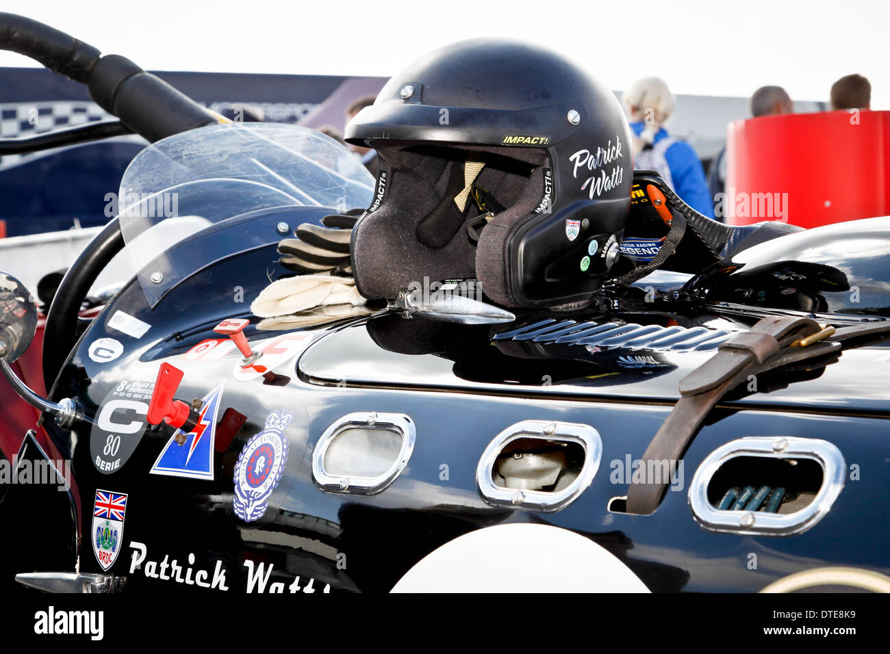 Classic single seater race car with crash helmet Stock Photo - Alamy