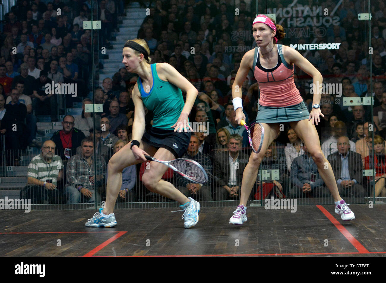 Manchester, UK. 16th Feb, 2014 Alison Waters (Middlesex) on her way to ...