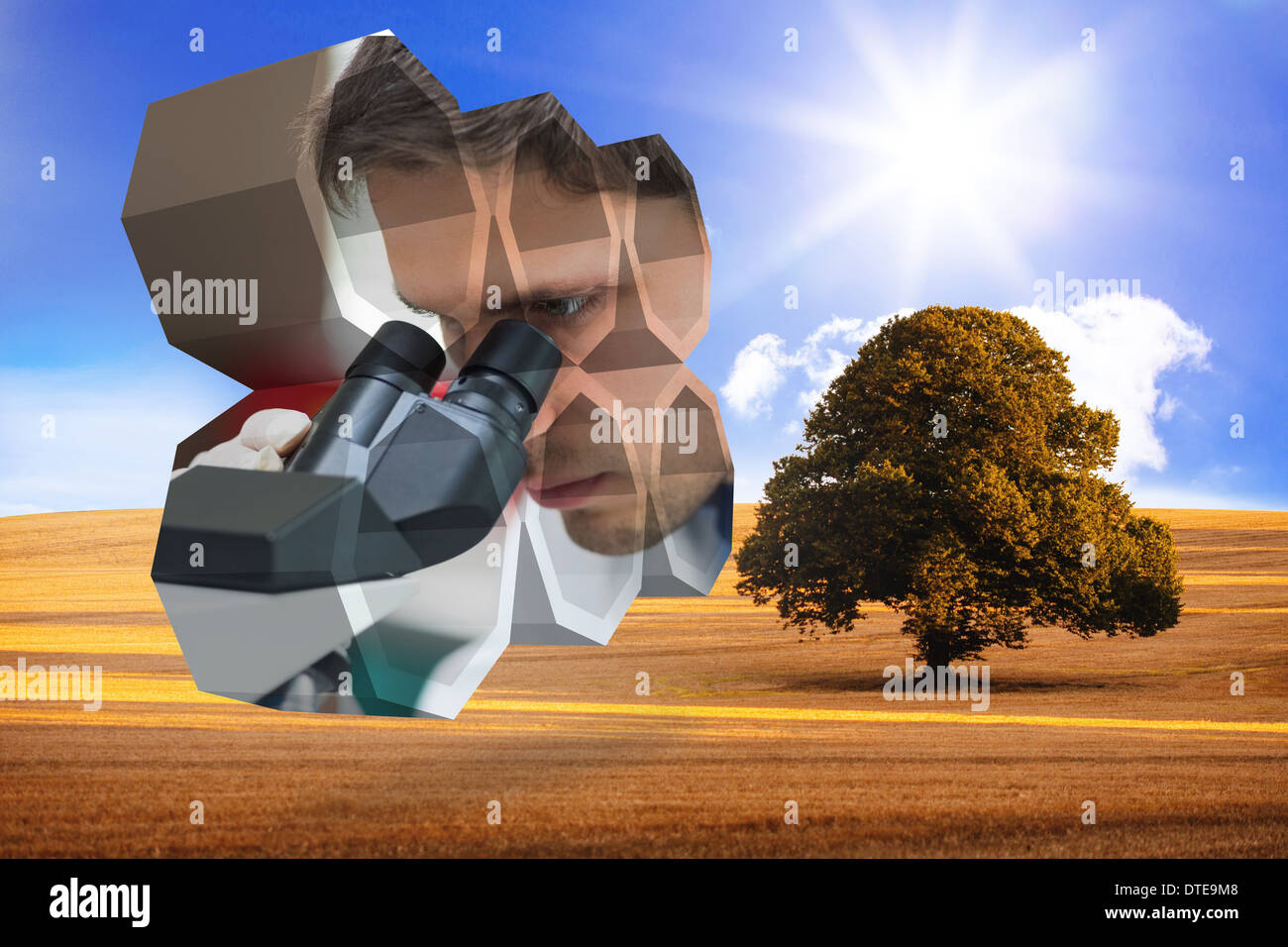 Composite image of scientist on abstract screen Stock Photo - Alamy