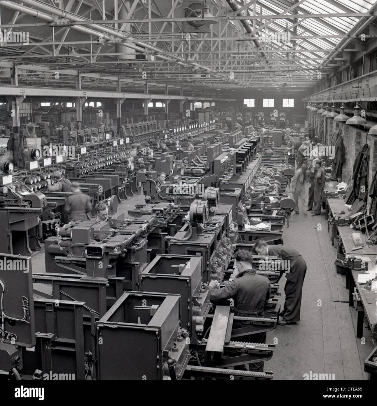 1950s. Historical image showing the factory floor of A Reyrolle ...
